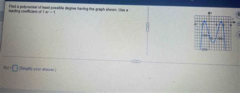 solved find a polynomial of least possible degree having the graph
