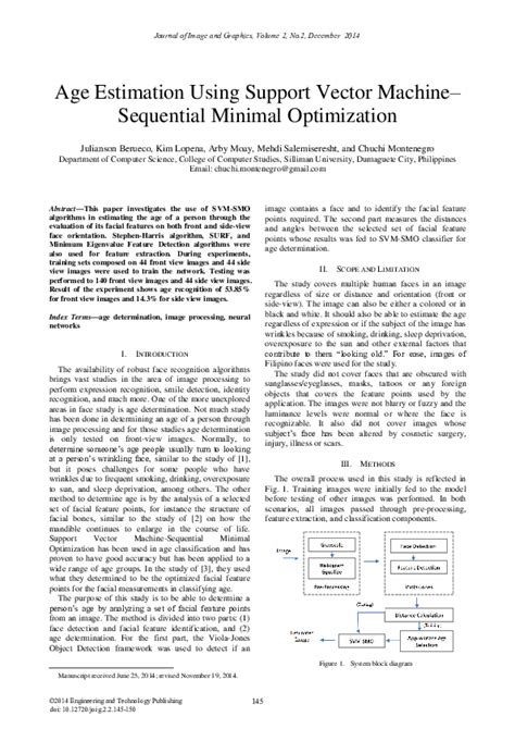 pdf age estimation using support vector machine sequential minimal optimization