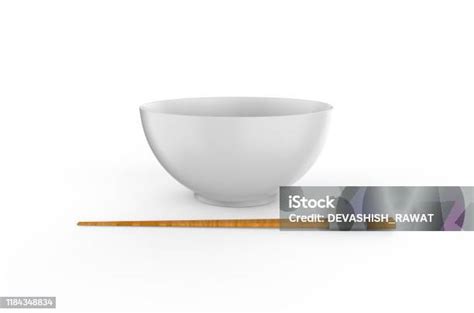 국수 쌀 초밥 파스타 및 기타 식사를위한 젓가락흰색 빈 그릇 고립 된 흰색 배경에 템플릿을 조롱 3d 그림 0명에 대한 스톡 사진 및 기타 이미지 Istock