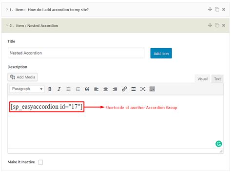 how to create a wordpress nested accordion easily