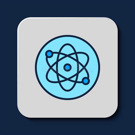 Filled Outline Atom Icon Isolated On Blue Background Symbol Of Science Education Nuclear