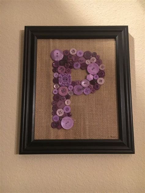 Button Initials Framed Art Etsy