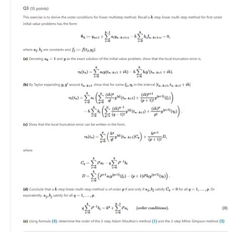 Solved Q3 15 ﻿pointsthis Exercise Is To ﻿derive The Order