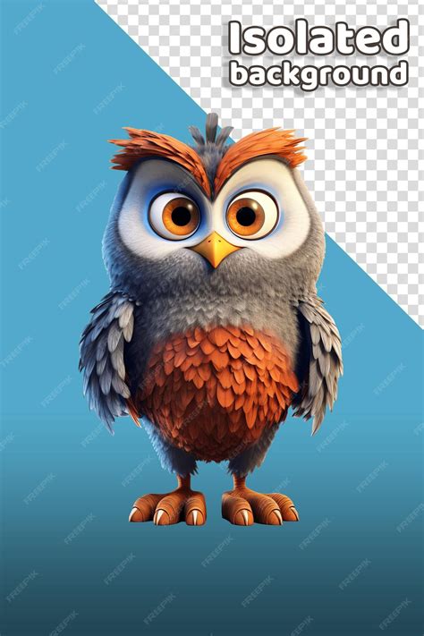 Premium Psd Owl 3d Cartoon Character Isolated Background Animated Character