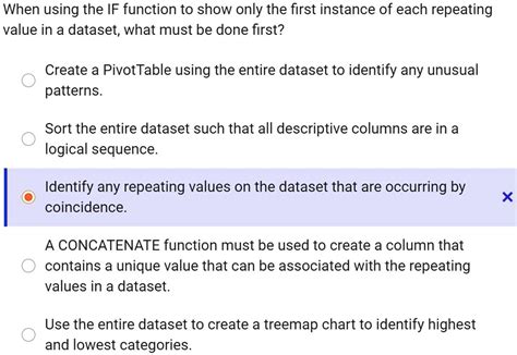When Using The If Function To Show Only The First Instance Of Each Repeating Value In A Dataset