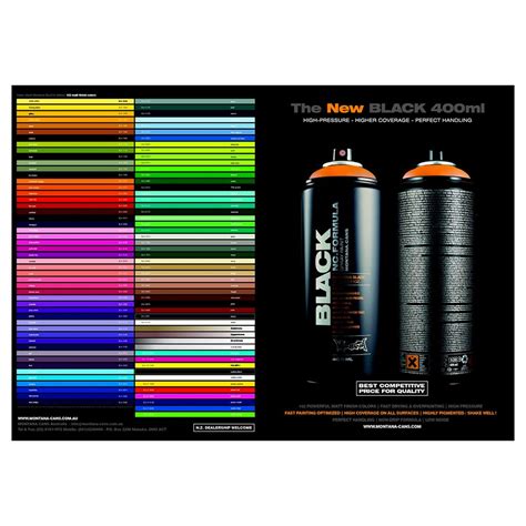 Montana Black Printed Colour Chart | Jackson's Art Supplies