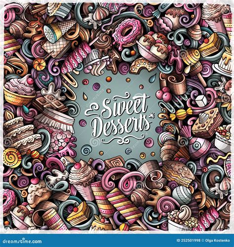 Sweet Food Cartoon Vector Doodles Frame Stock Vector Illustration Of