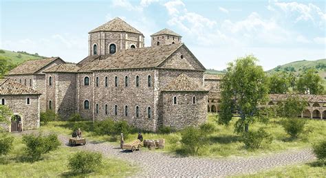 Palace Of Charlemagne Aachen 9th Century 3d Scene Mozaik Digital