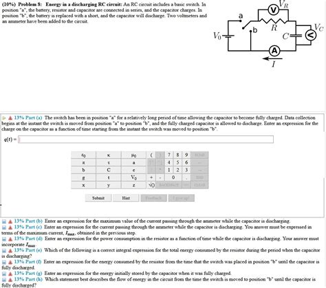 Solved 10 Problem 8 Energy In A Discharging Rc Circuit