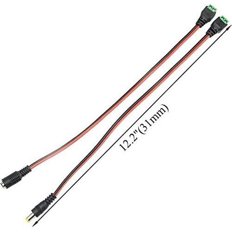 Комплект от 10 чифта Dc 12v захранващ кабел майка баща с адаптер за кабел и винт щепсели за