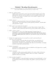 Module Reading Questionnaire Pdf Module Reading Questionnaire Answer The Following
