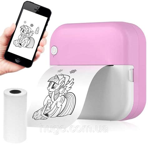 Портативный принтер с Bluetooth Рулон термобумаги М3 Розовый Детский мини принтер для