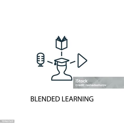 혼합 학습 라인 아이콘입니다 간단한 요소 일러스트레이션 개념에 대한 스톡 벡터 아트 및 기타 이미지 개념 공부 교육
