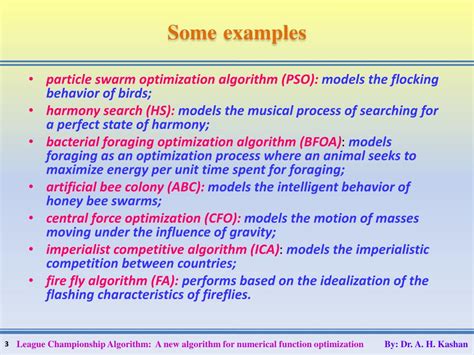 Ppt The League Championship Algorithm A New Algorithm For Numerical Function Optimization