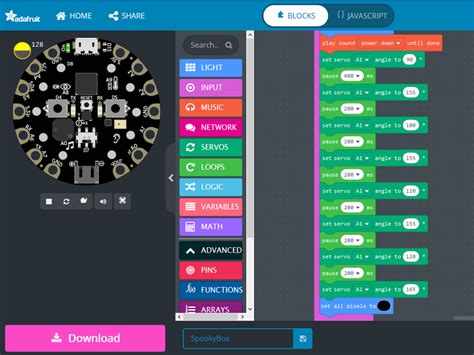 Program It In Makecode Circuit Playground Express Spooky Laughing Box