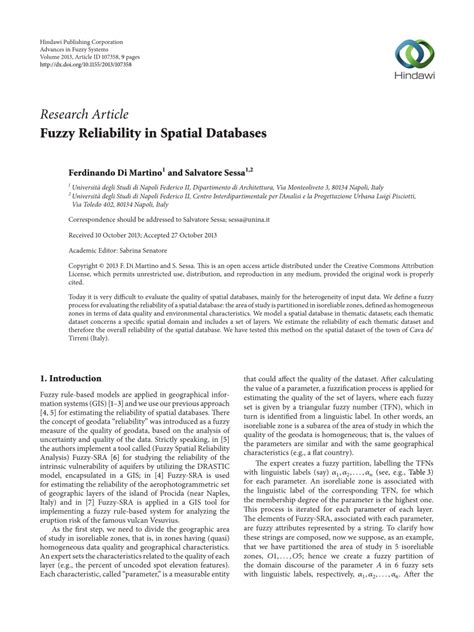 Pdf Fuzzy Reliability In Spatial Databases