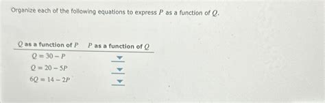 Solved Organize Each Of The Following Equations To Express P