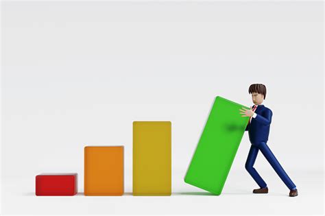 비즈니스 막대 차트 금융 비즈니스 개념 3d 렌더링 만화 캐릭터를 가진 사업가 거래자에 대한 스톡 사진 및 기타 이미지 거래자 경제 금융 Istock