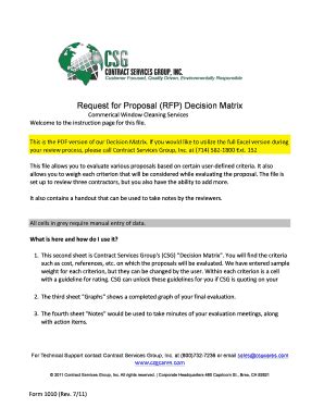 Fillable Online Request For Proposal RFP Decision Matrix Fax Email Print PdfFiller