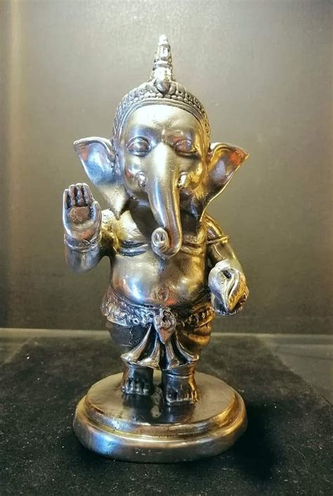 🌺พระพิฆเนศ ประทานพร 🌺 เนื้อทองเหลือง ผิวสีเงิน สูง 6 5 นิ้ว ฐานกว้าง 3 นิ้ว 💰บูชา 1 199 บาท💰 📌📌