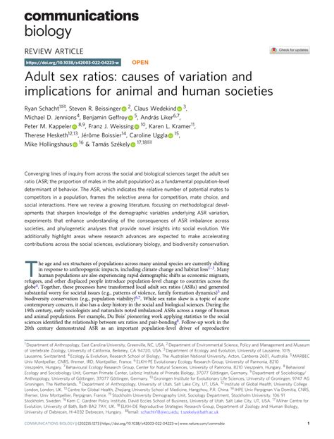 Pdf Adult Sex Ratios Causes Of Variation And Implications For Animal