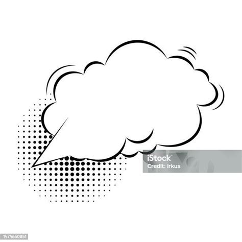 흰색 배경에 검은색 하프톤 그림자가 있는 복고풍 빈 만화 거품 벡터 일러스트 레이 션 빈티지 디자인 개념에 대한 스톡 벡터 아트