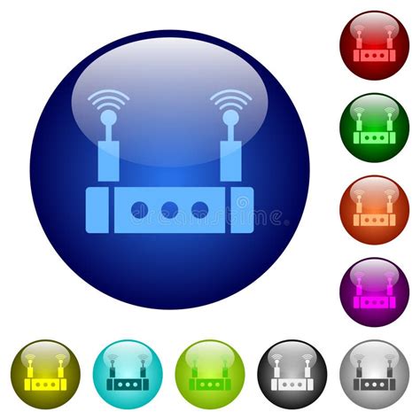 Wifi Router Color Glass Buttons Stock Vector Illustration Of Server Protocol 307589442