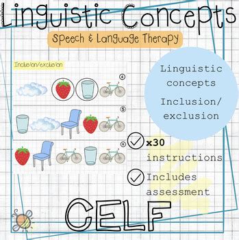 CELF Linguistic Concepts Activities Inclusion Exclusion Speech Therapy