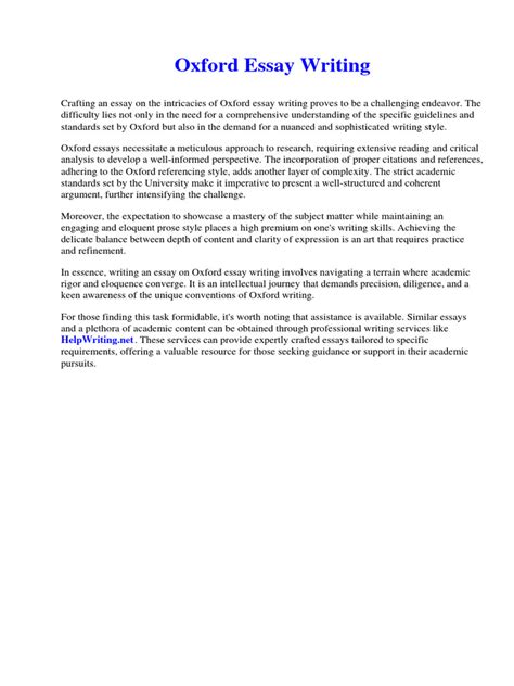 Oxford Essay Writing Pdf