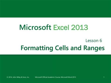 PPT Formatting Cells And Ranges PowerPoint Presentation Free Download ID