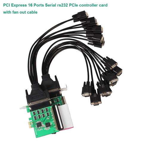 PCI Express 16 Ports Serial Rs232 PCIe Controller Card With Fan Out
