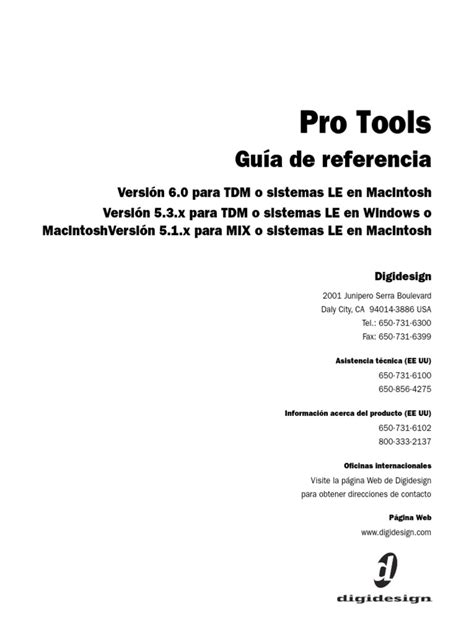 Pro Tools Reference Guide Pdf Tecnología De Sonido Producción De