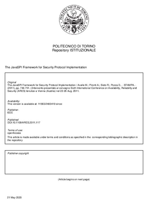 Pdf The Java Spi Framework For Security Protocol Implementation Ajeje Brazorf