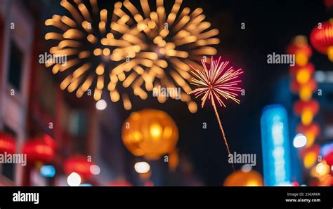 Vibrant And Colorful Fireworks Bursting In The Night Skylighting Up A