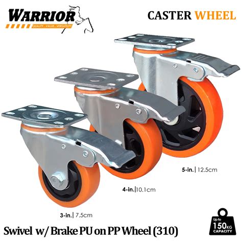 Heavy Duty Pu Caster Wheel 2 3 4 5 Inches Swivel Swivel W Brake And