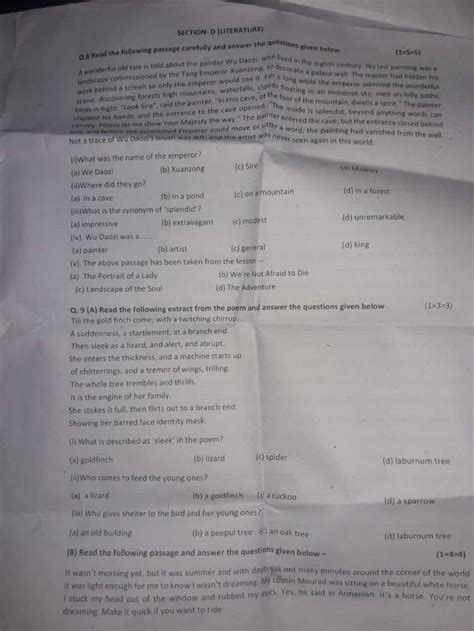 G A Read The Following Extract From The Poem And Answer The Questions G