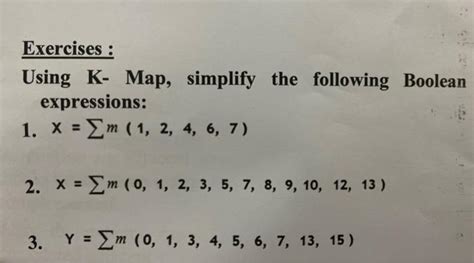Solved Exercises Using K Map Simplify The Following