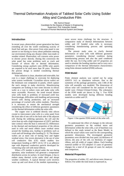 Pdf Thermal Deformation Analysis Of Tabbed Solar Cells … · Thermal Deformation Analysis Of