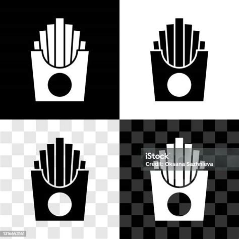흑백 투명한 배경에 격리 된 판지 패키지 상자 아이콘에 감자 감자 감자 감자 튀김을 설정합니다 패스트 푸드 메뉴 벡터 0명에 대한 스톡 벡터 아트 및 기타 이미지 Istock