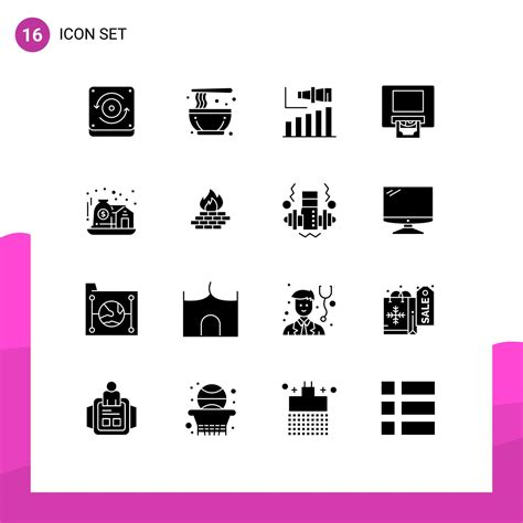 Stock Vector Icon Pack Of 16 Line Signs And Symbols For Investment Asset Long Money Atm Editable