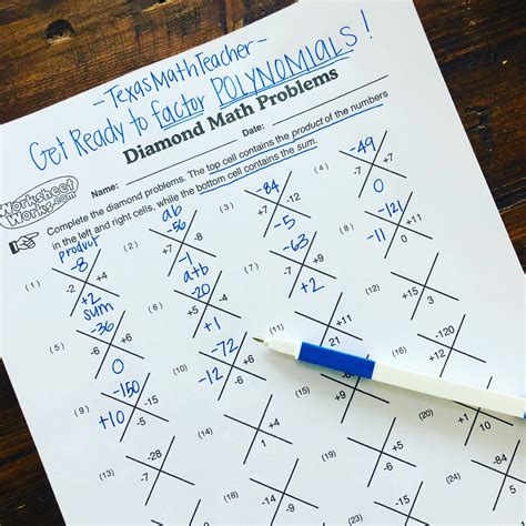 Diamond Factoring Worksheet Seven Essential Elements For X Factor