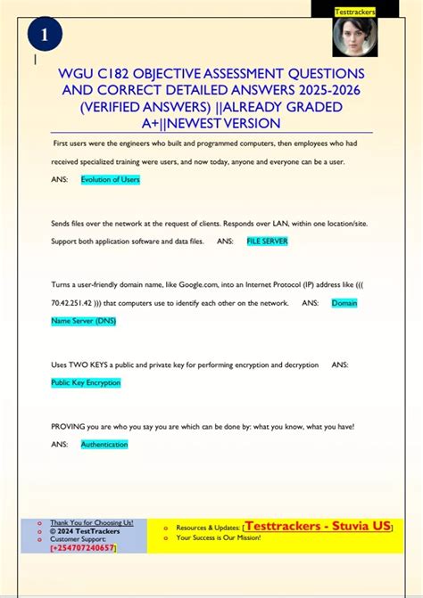 Wgu C182 Objective Assessment Questions And Correct Detailed Answers Verified Answers