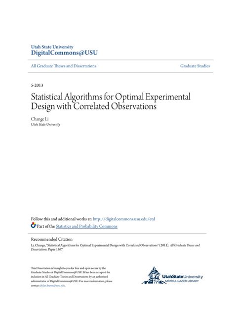 statistical algorithms for optimal experimental design with corre