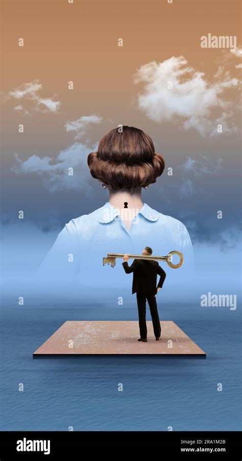 Key To Love Man Holding Golden Key For Woman With Keyhole On Her Body Destiny Of Love