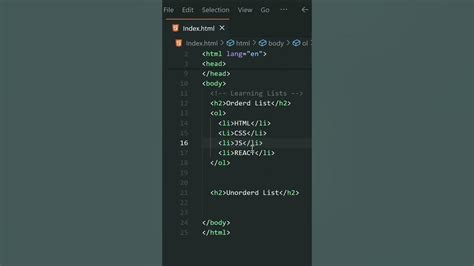 List Create In Html Code Created By Codingin17 Coding Webdevelopment