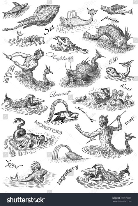 Neptune Monsters Illustration Stock Illustration 188573909