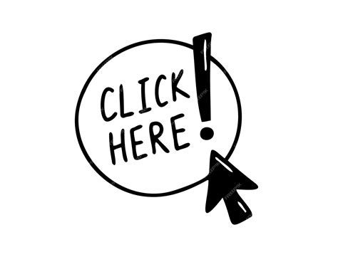 Premium Vector Click Here Doodle Button Hand Drawn Sketch Cursor Icon Web Site Register