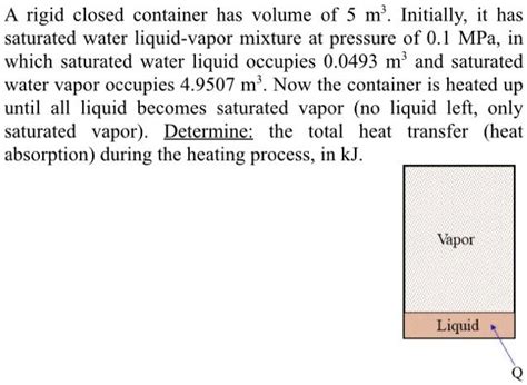 Solved A Rigid Closed Container Has A Volume Of 5 MÂ³ Initially It