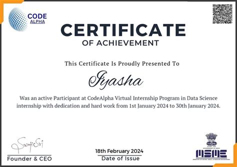 Iyasha Goyal On Linkedin Datascience Codealphainternship Techjourney Codealpha