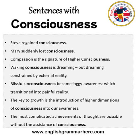 Sentences With Consciousness Consciousness In A Sentence In English
